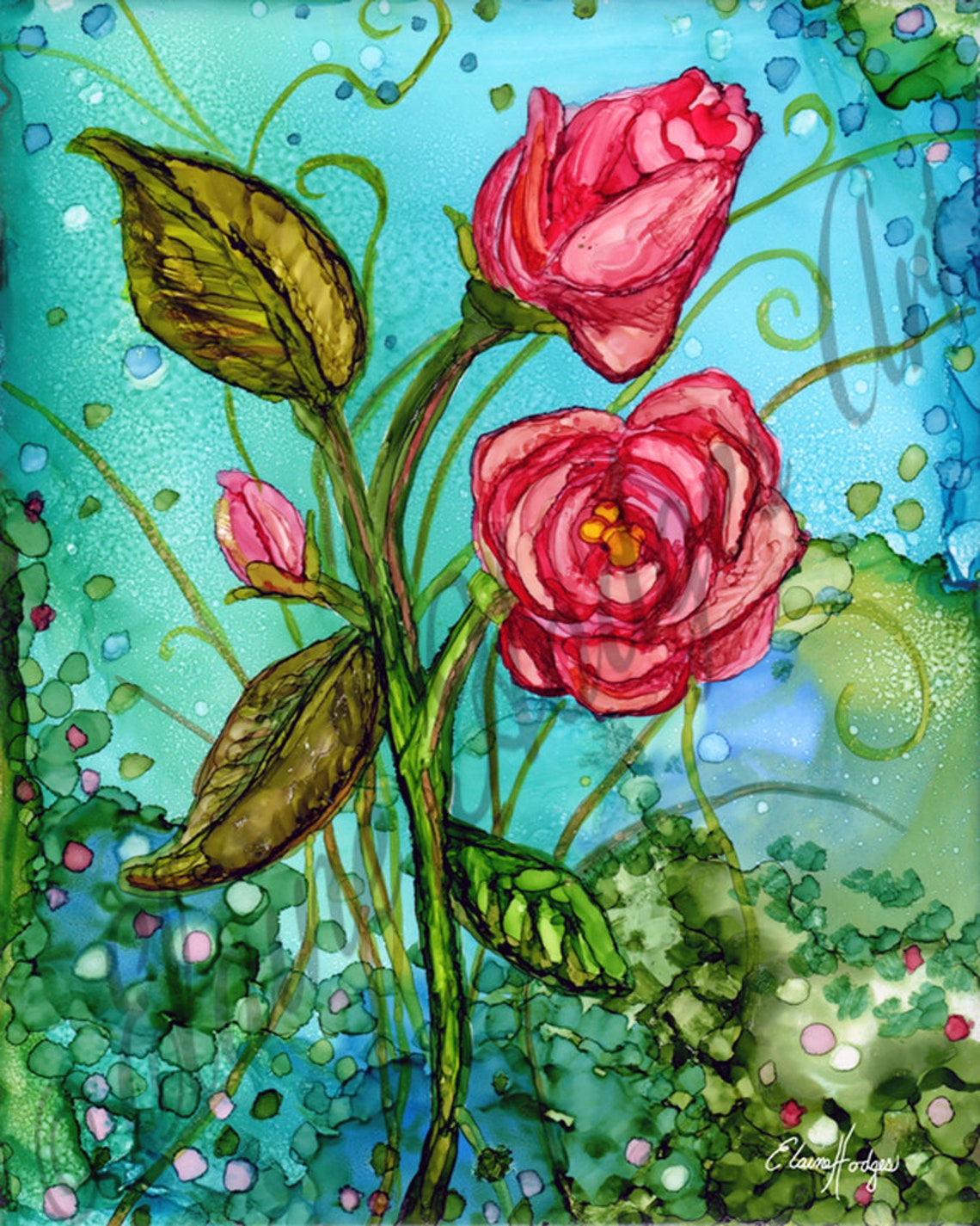 Pink Fantasy Roses Print Made From Original Artwork - Etsy