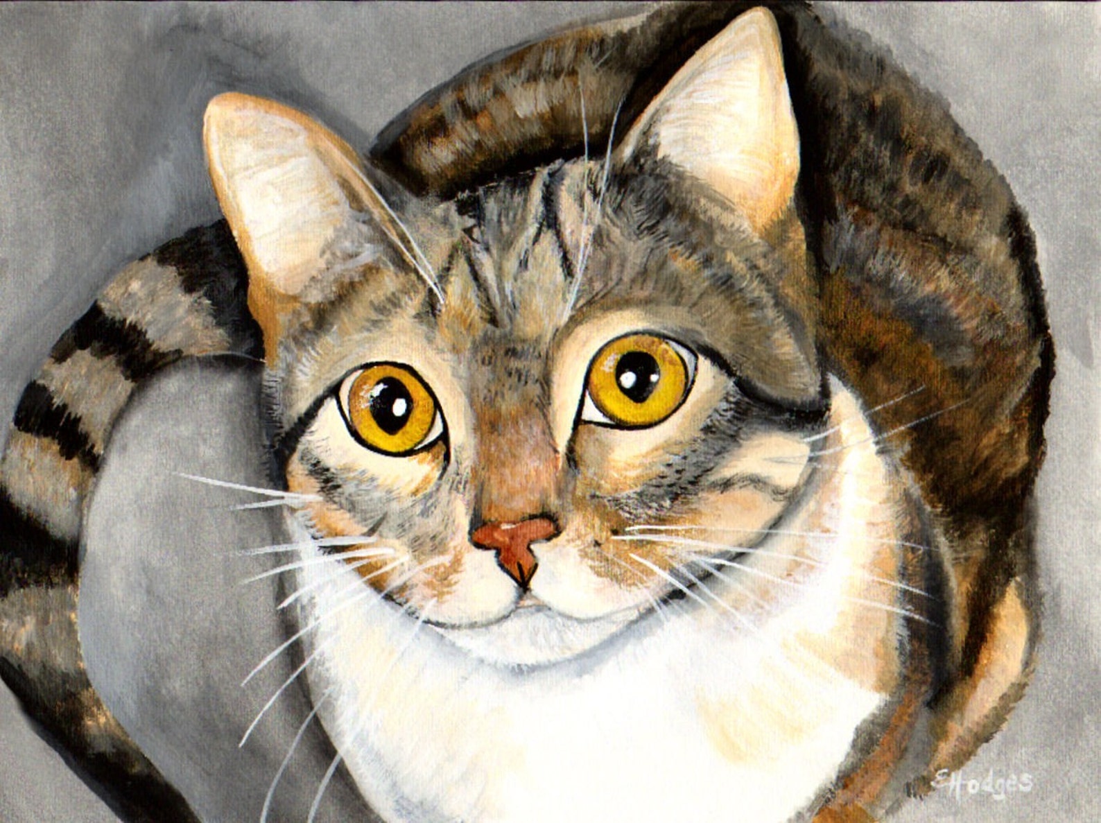 Tabby Cat Print From Original Painting | Etsy