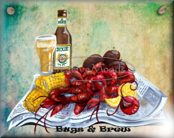 Ceramic Art Tile Crawfish Beer Bugs and Brew from Original | Etsy