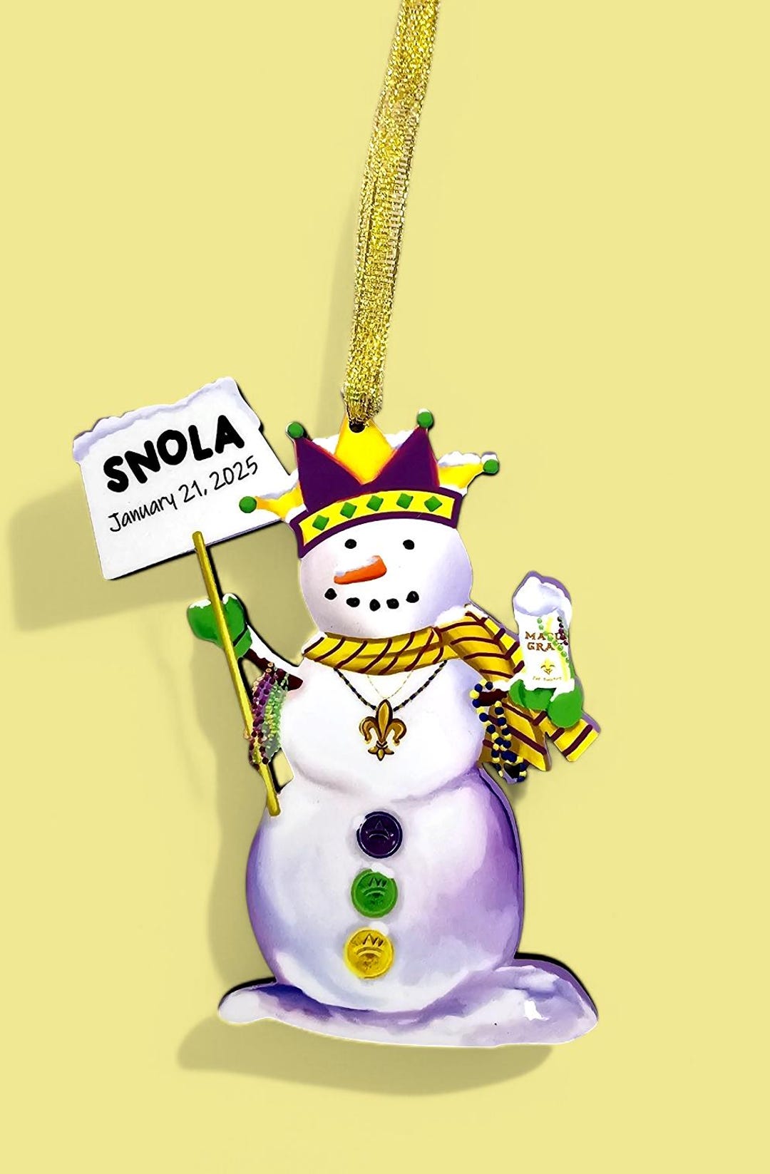 Louisiana 2025 Snowman Ornament Original Art, New Orleans Snow January ...