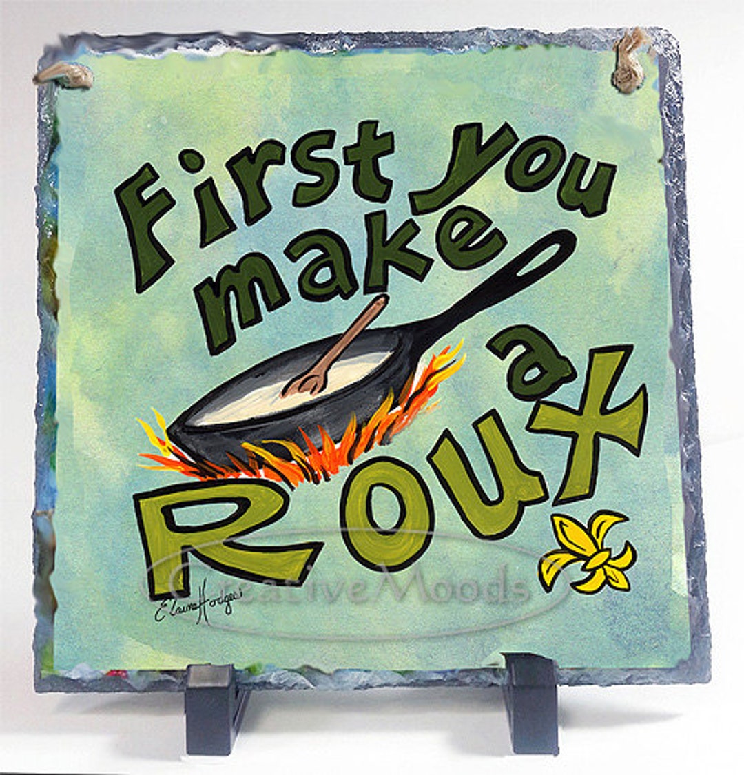 Colorful Original Art Slate Cajun Cooking Roux, New Orleans, Louisiana ...