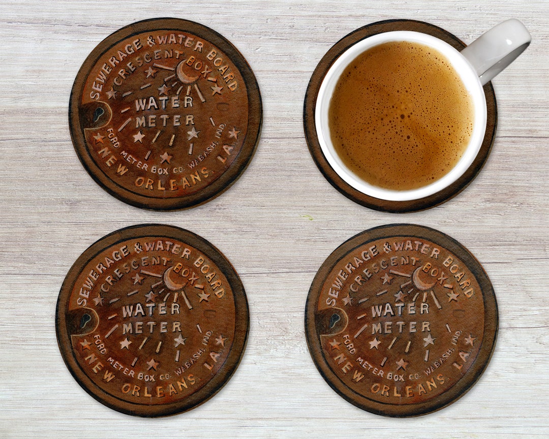 Coasters, New Orleans, Louisiana Water Meter Made From Original Artwork ...