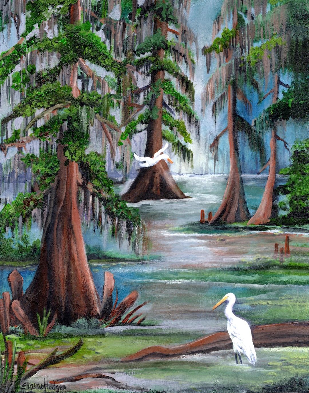 Louisiana Blue Swamp Print From Original Artwork, Various Sizes ...