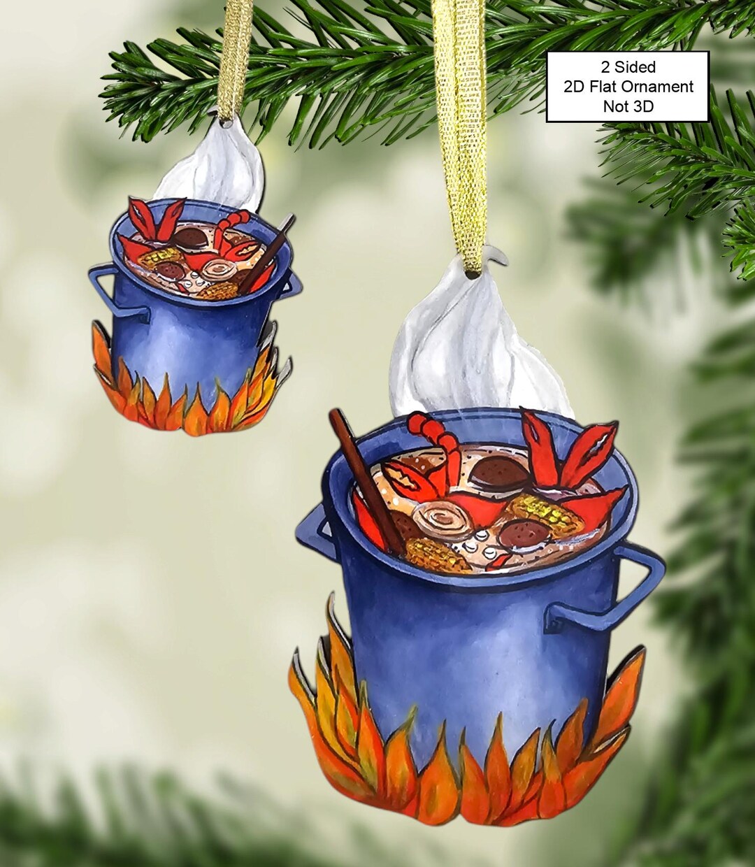 Hot Seafood Boil Pot Ornament Made From Original Art, Double Sided - Etsy