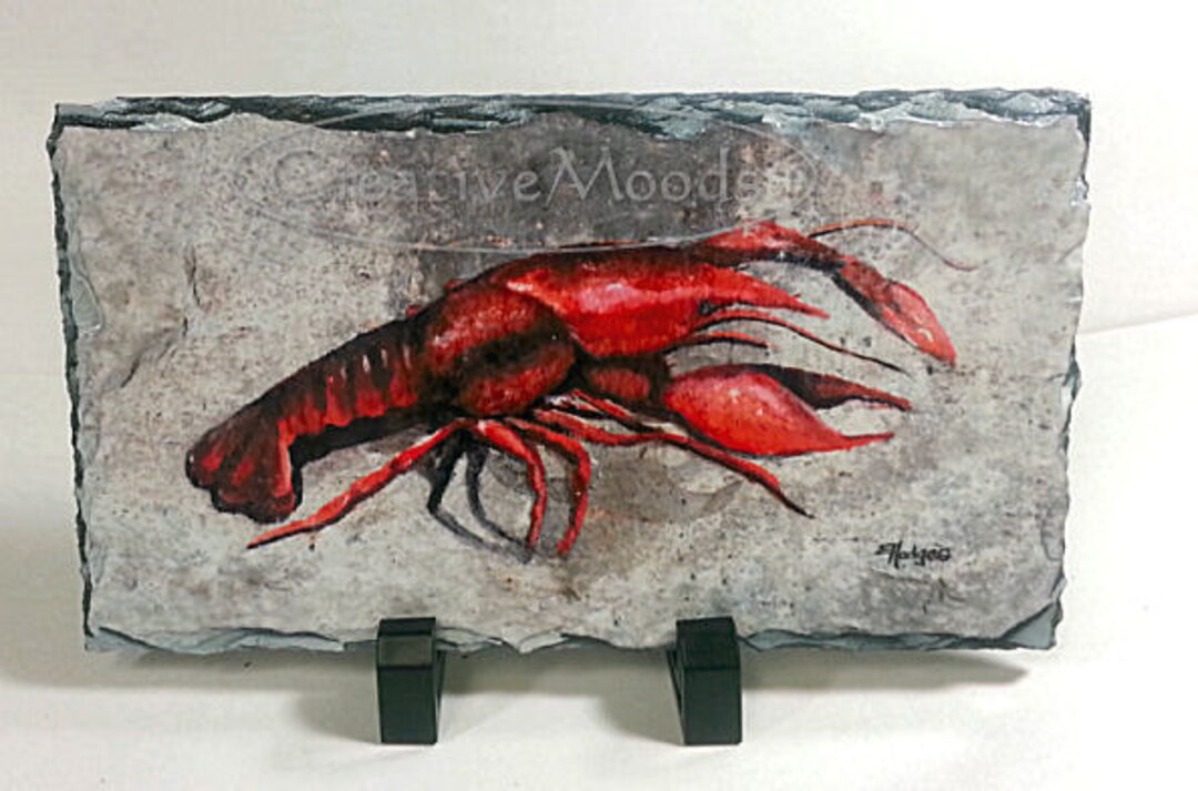 Crawfish Crayfish Art on Slate - Etsy