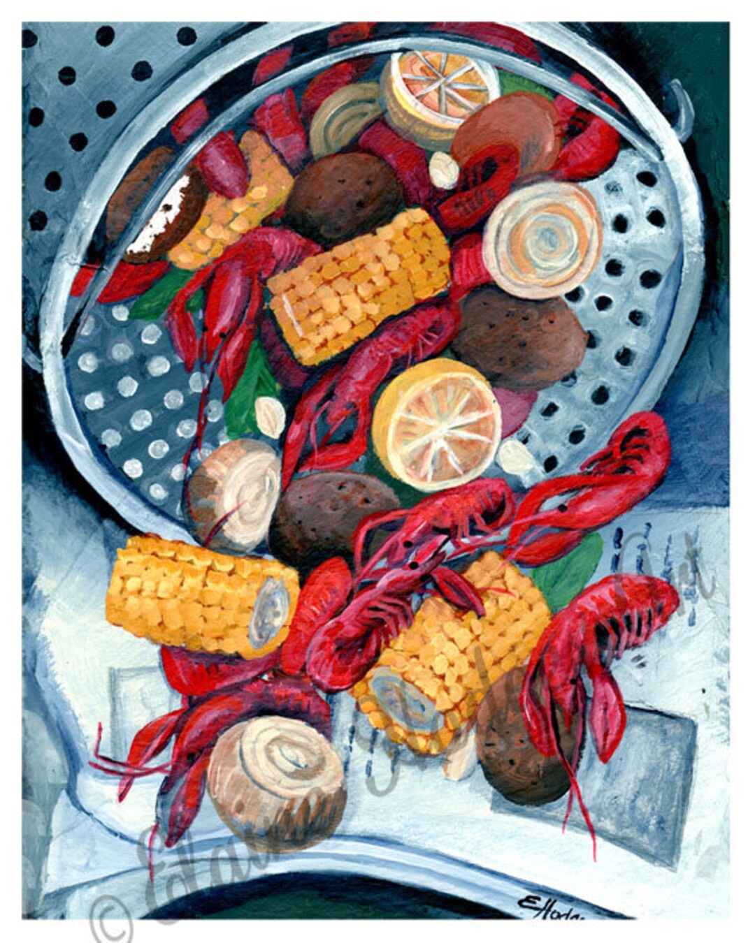 Crawfish, Crayfish, Crawdad Boil, Crustacean Art Print From Original ...