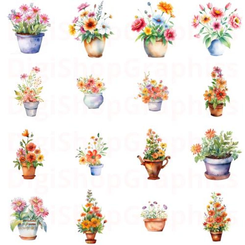 80 Watercolor Flower Clip Art Bundle, Wildflowers Clipart, Flower ...