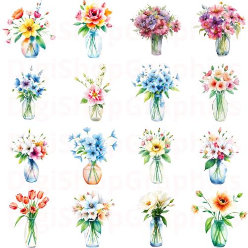 80 Watercolor Flower Clip Art Bundle, Wildflowers Clipart, Flower ...
