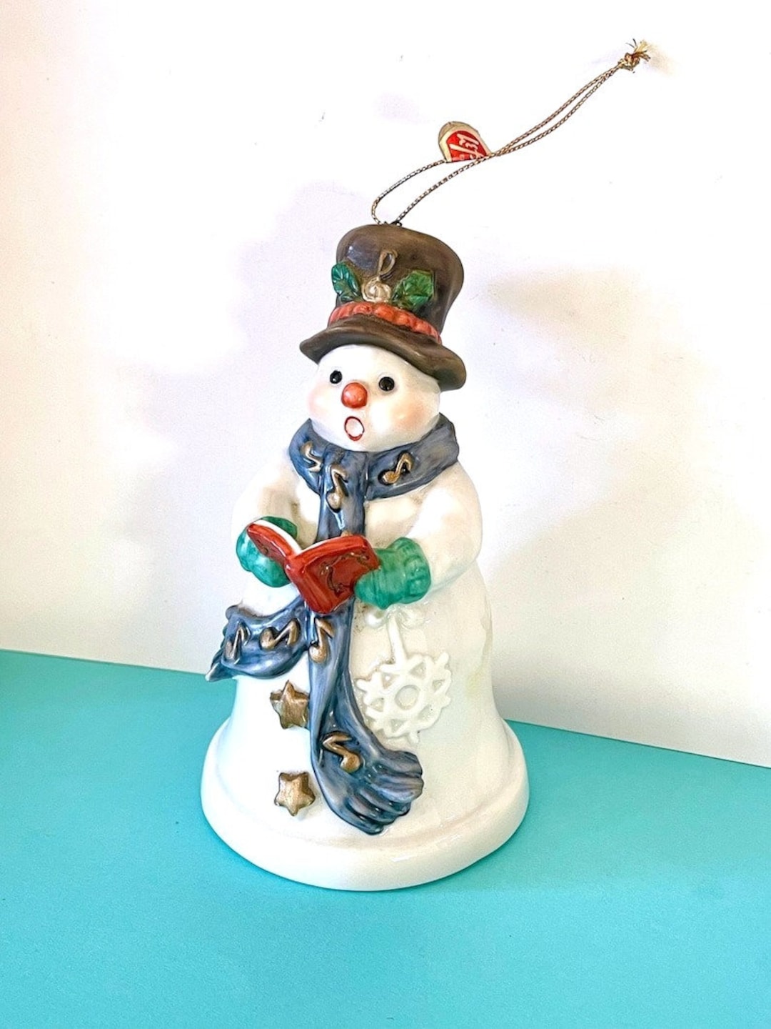 Vintage LEFTON Porcelain Caroling Snowman Bell - Etsy