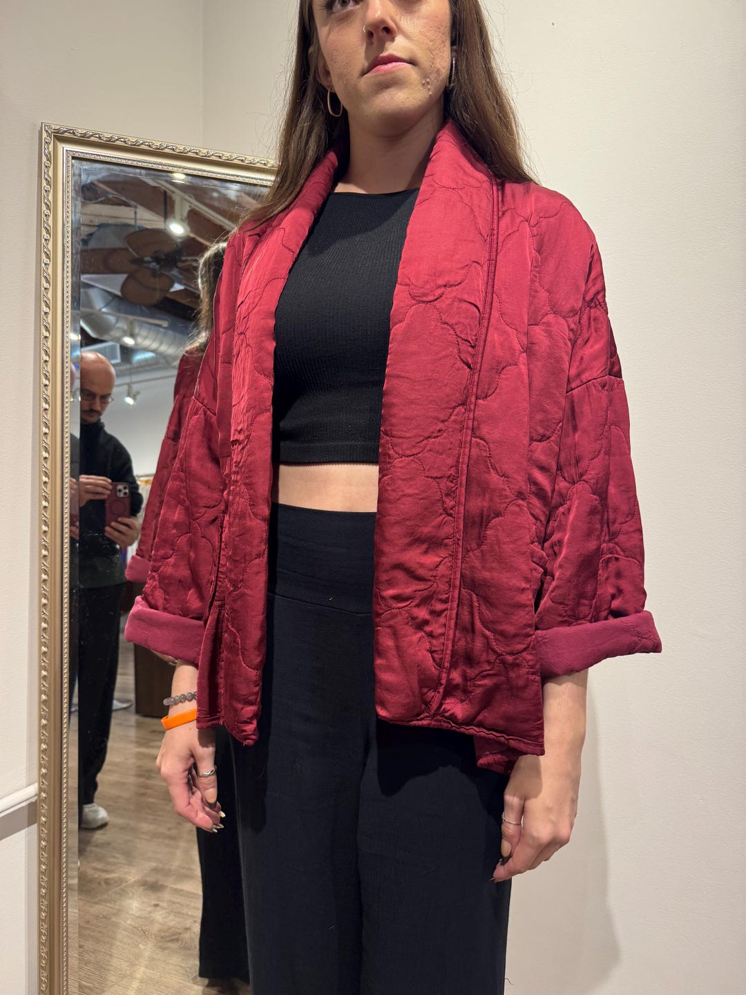 Cropped Quilted Jacket: Warm Silk Fall Coat With Pockets - Etsy