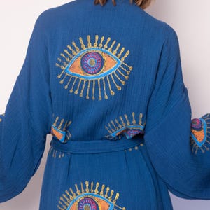 Handmade Evil Eye Robe: Organic Cotton Boho Kimono Bathrobe - Etsy