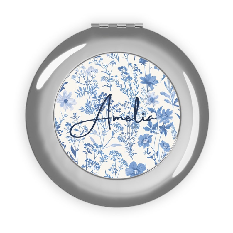 Personalized Travel Mirror, Compact Size, Cottagecore Floral Design ...