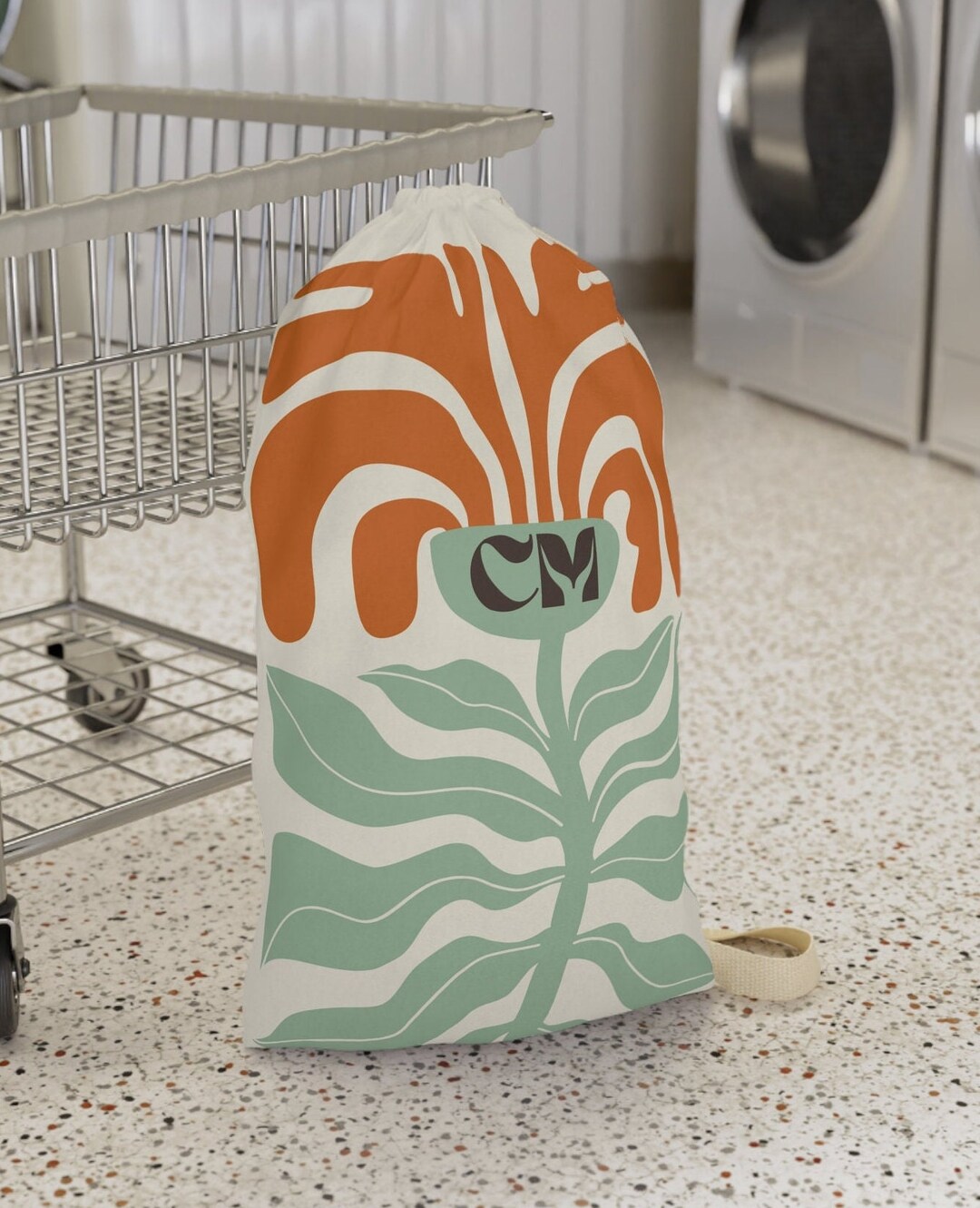 Personalized Monogram Laundry Bag, Retro Floral, Boho Flower, College ...