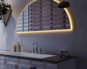 Radius Mirror - Half Circle Led Bathroom Mirror - Semi Circle Washbasin ...