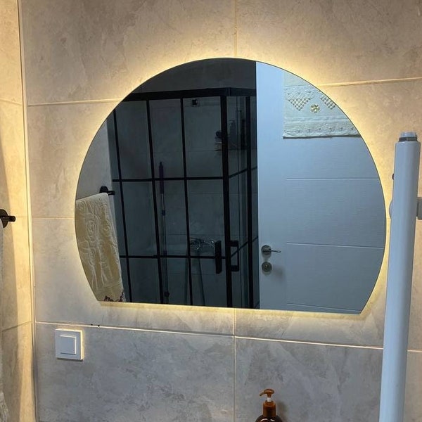 Half Circle Led Bathroom Mirror Semi Circle Washbasin Large Mirror Led ...