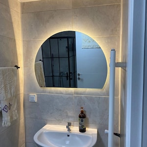 Half Moon Backlit Wall LED Mirror - Half Moon Large Mirror With LED ...