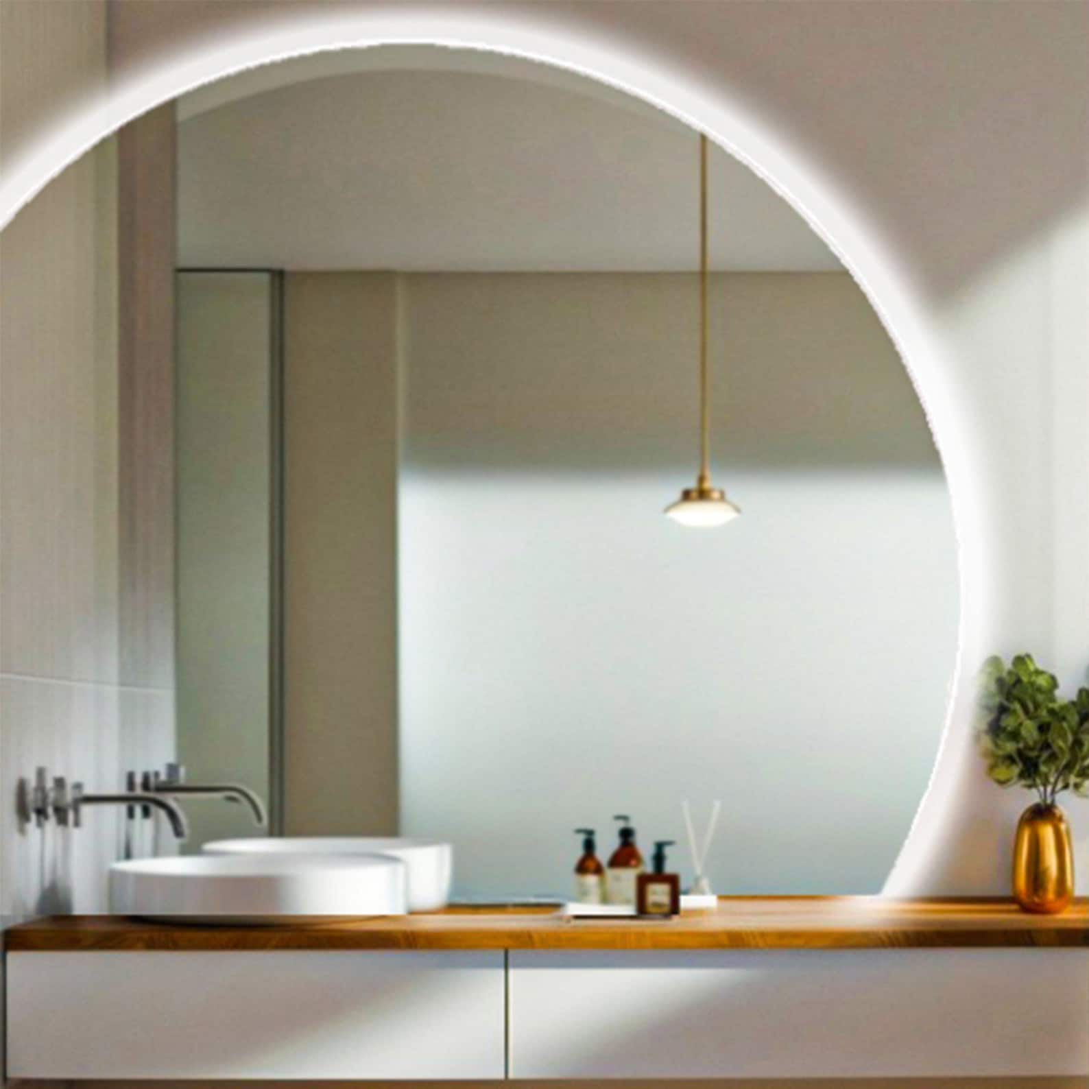 Half Moon LED Bathroom Mirror – Handmade Backlit Vanity Mirror - Etsy