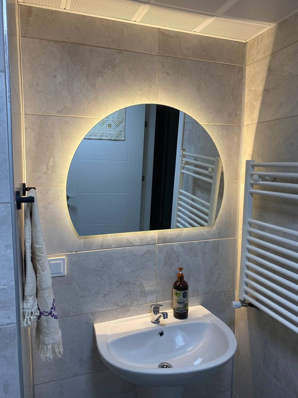 Half Moon Backlit Wall LED Mirror Half Moon Large Mirror With LED Light ...