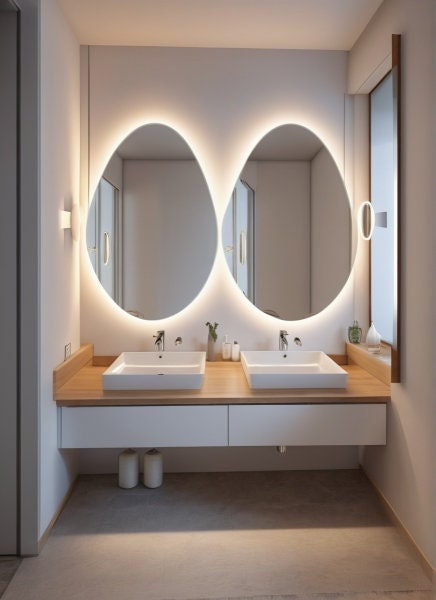 Set of Led Irregular Aesthetic Mirror for Bathroom - Asymmetrical ...