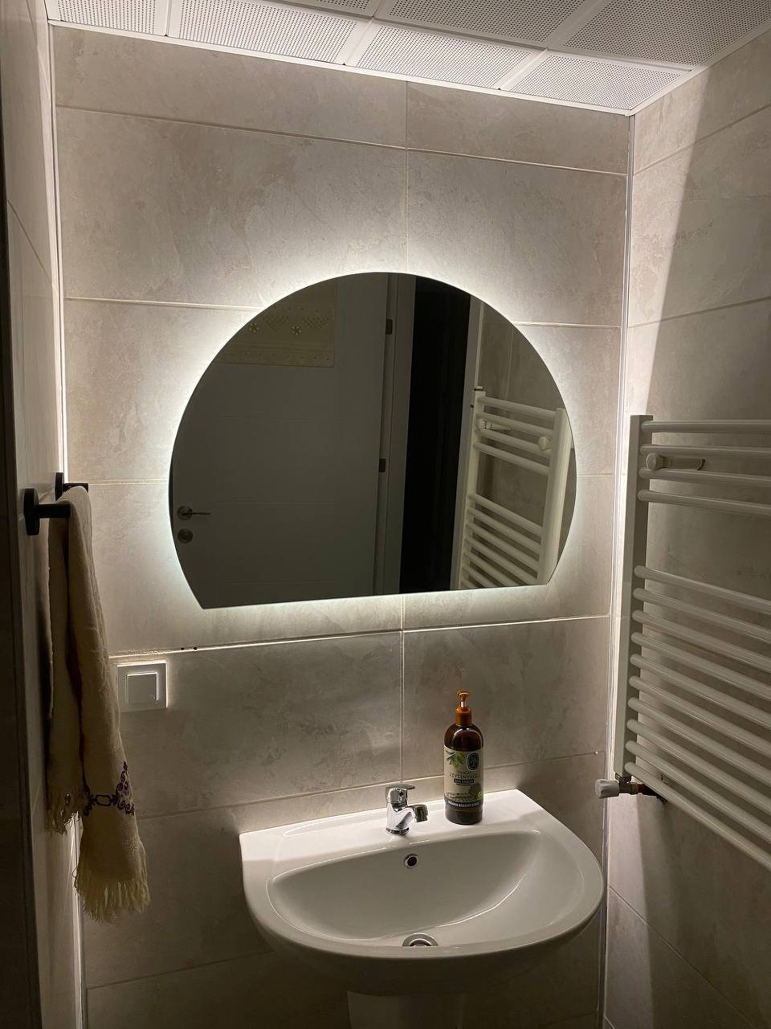 Half Moon Backlit Wall LED Mirror - Half Moon Large Mirror With LED ...