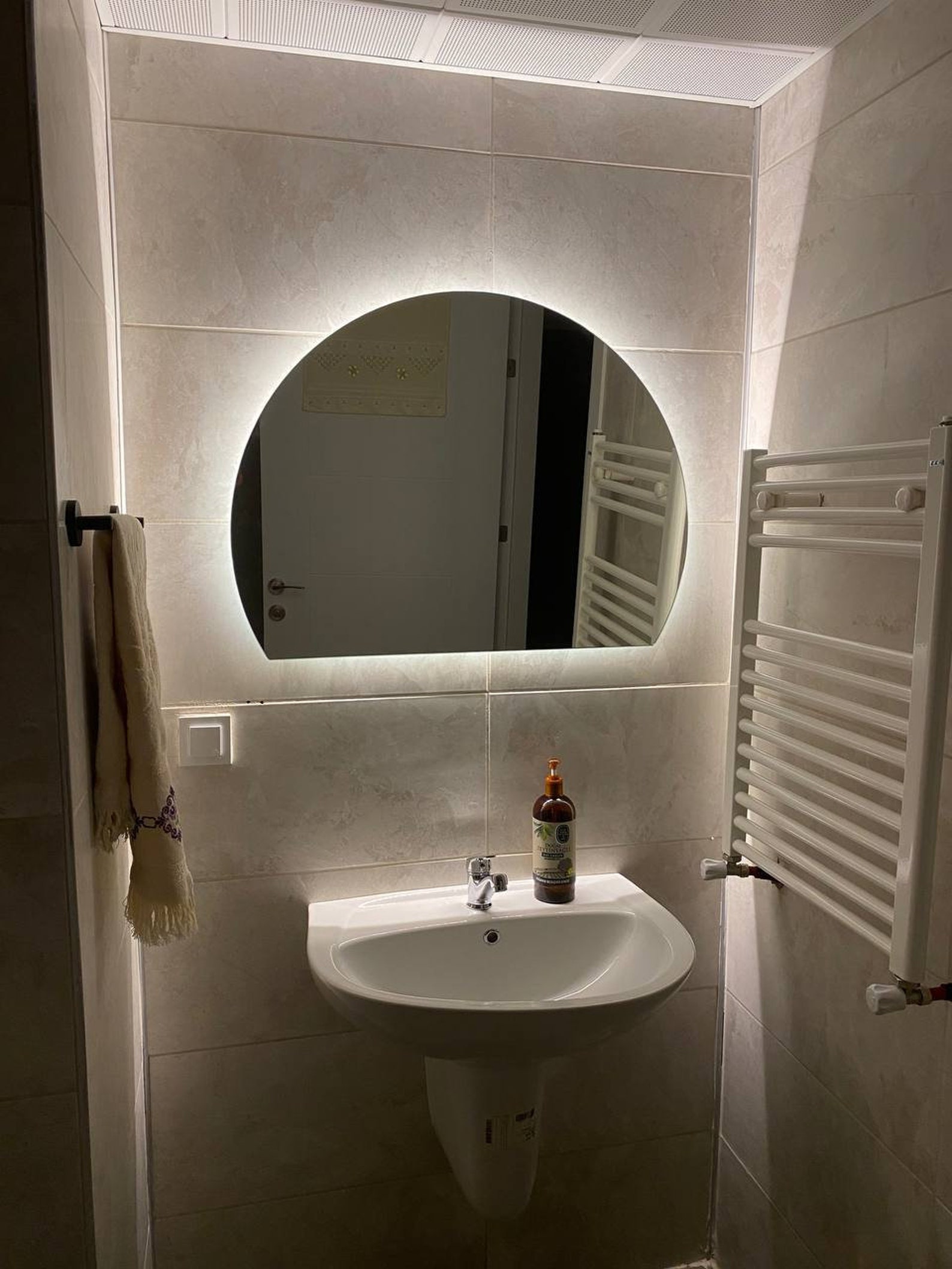 Half Moon Backlit Wall LED Mirror - Half Moon Large Mirror With LED ...