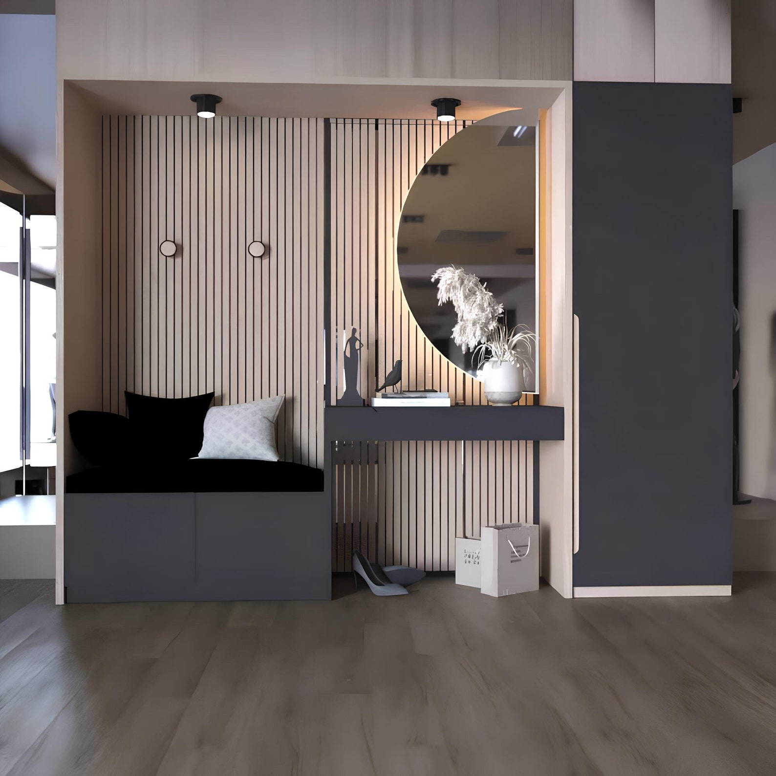 Moon Led Bathroom Mirror - Half Round Led Light Wall Mirror - Circle ...