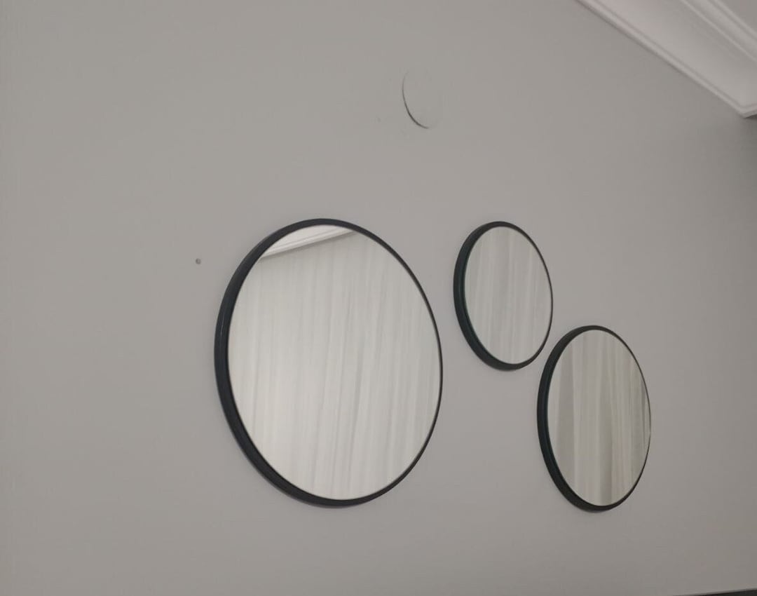 3 Piece Circle Mirror - Set of Round Wall Mirror - Circular Bedroom ...