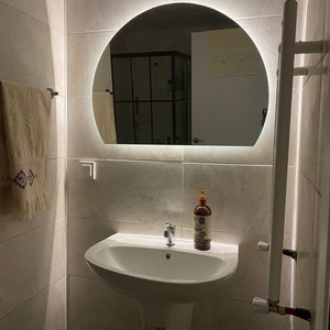 Half Moon Backlit Wall LED Mirror - Half Moon Large Mirror With LED ...