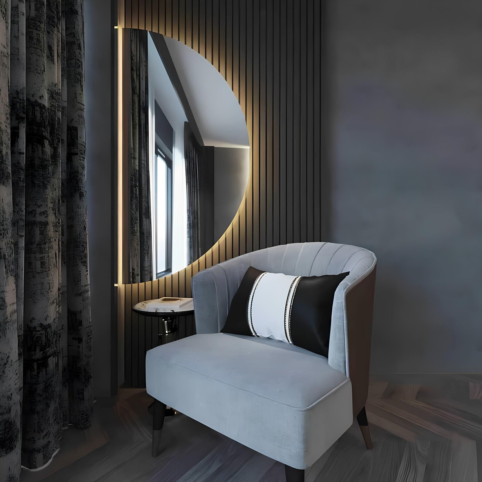 Large Moon Led Mirror - Bathroom Half Moon Led Mirror - Semi Circle Led ...