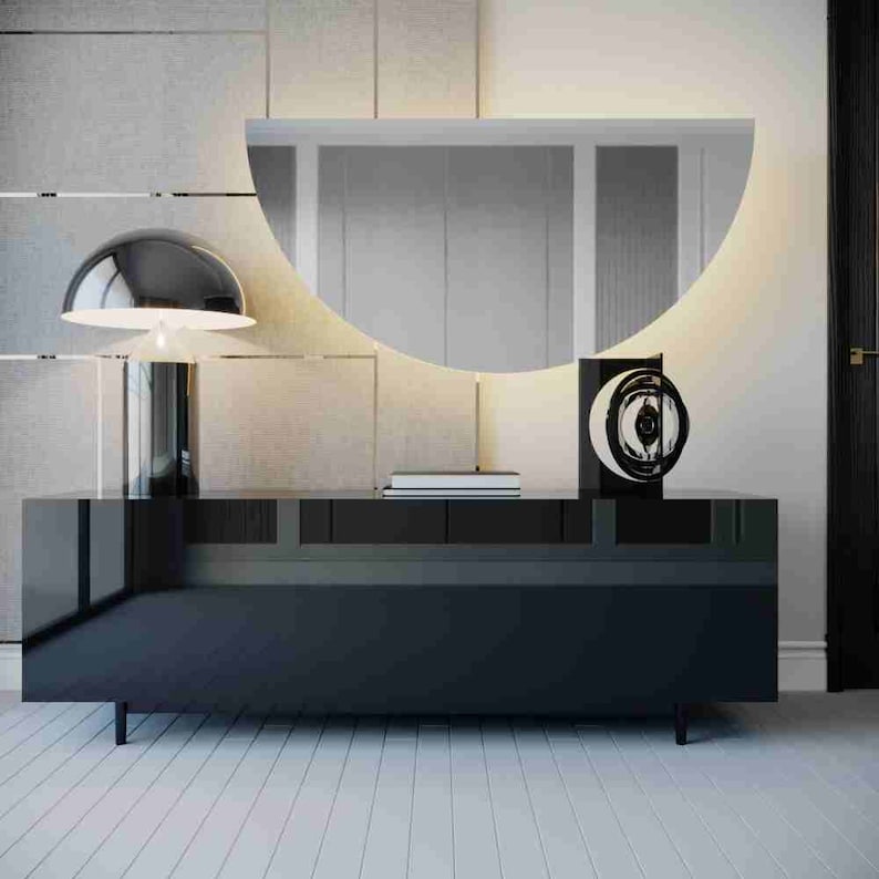 Semi Circle Led Washbasin Mirror - Bathroom Half Moon Decor Led Mirror ...