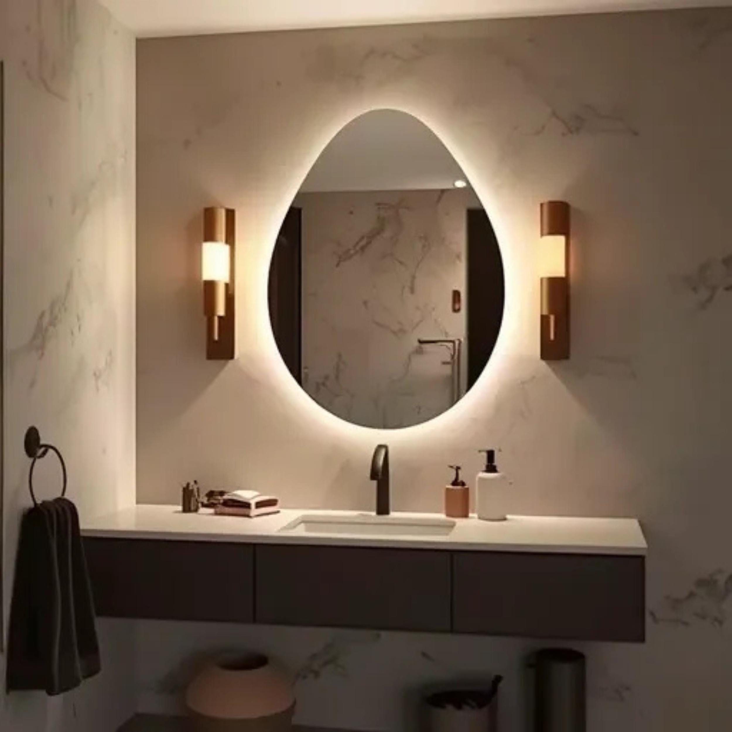 Bathroom Mirror With Led Lights Irregular Wall Led Mirror Led ...
