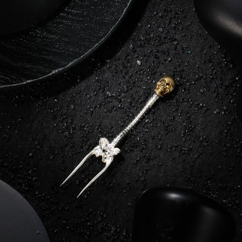 Silver Skeleton Skull Fork, Skull Tableware, Handmade Flatware, Fruit ...