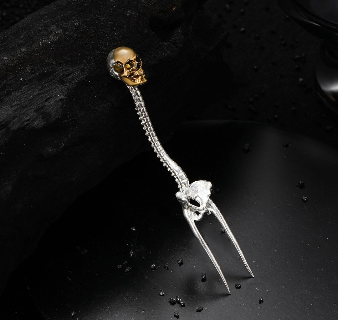 Silver Skeleton Skull Fork, Skull Tableware, Handmade Flatware, Fruit ...