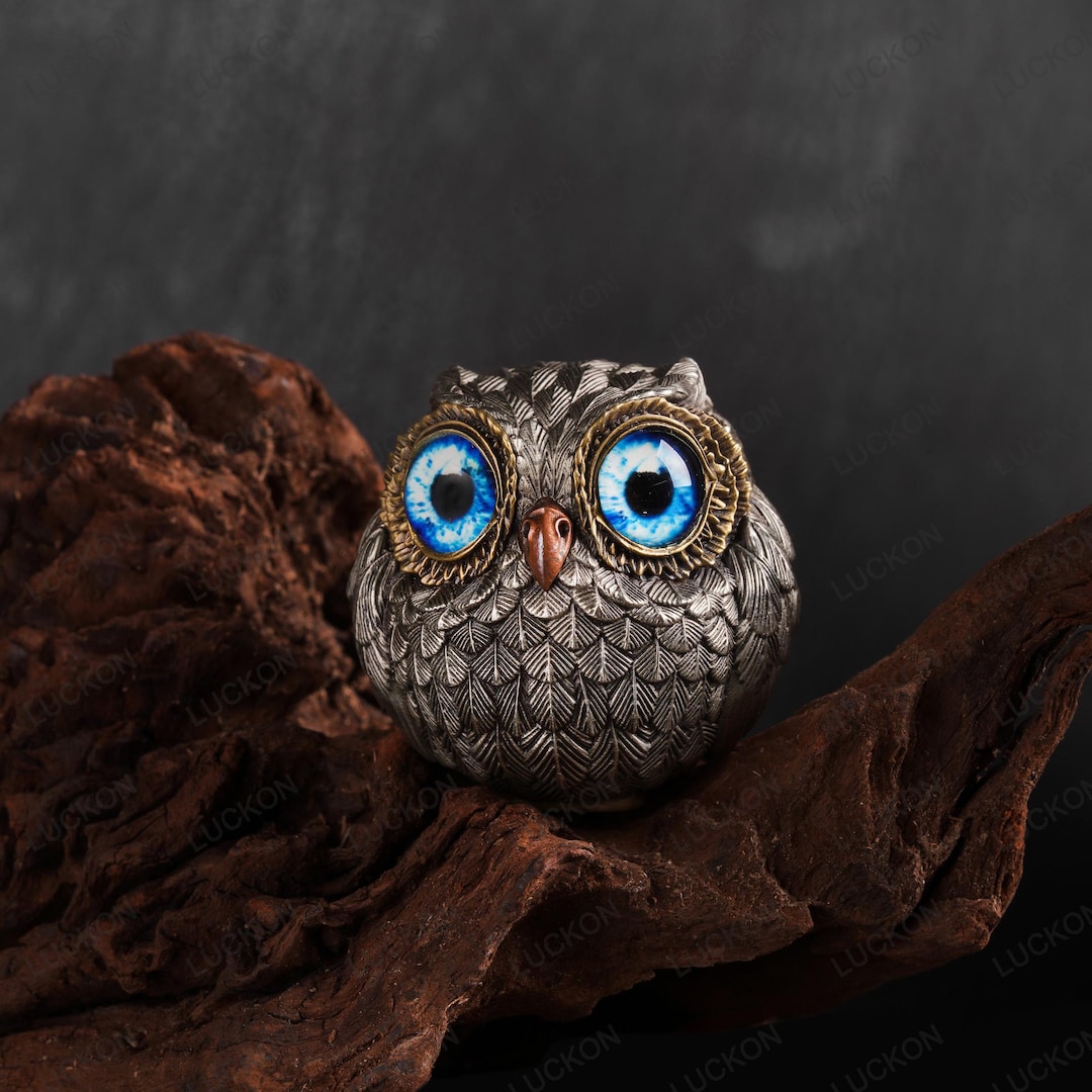Handcrafted Bronze Lucky Owl Statue, Vintage Owl Miniature Decor, Owl ...