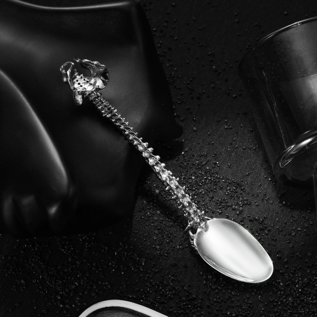 Silver Skeleton Pelvis Spoon, Skull Tableware, Handmade Flatware ...