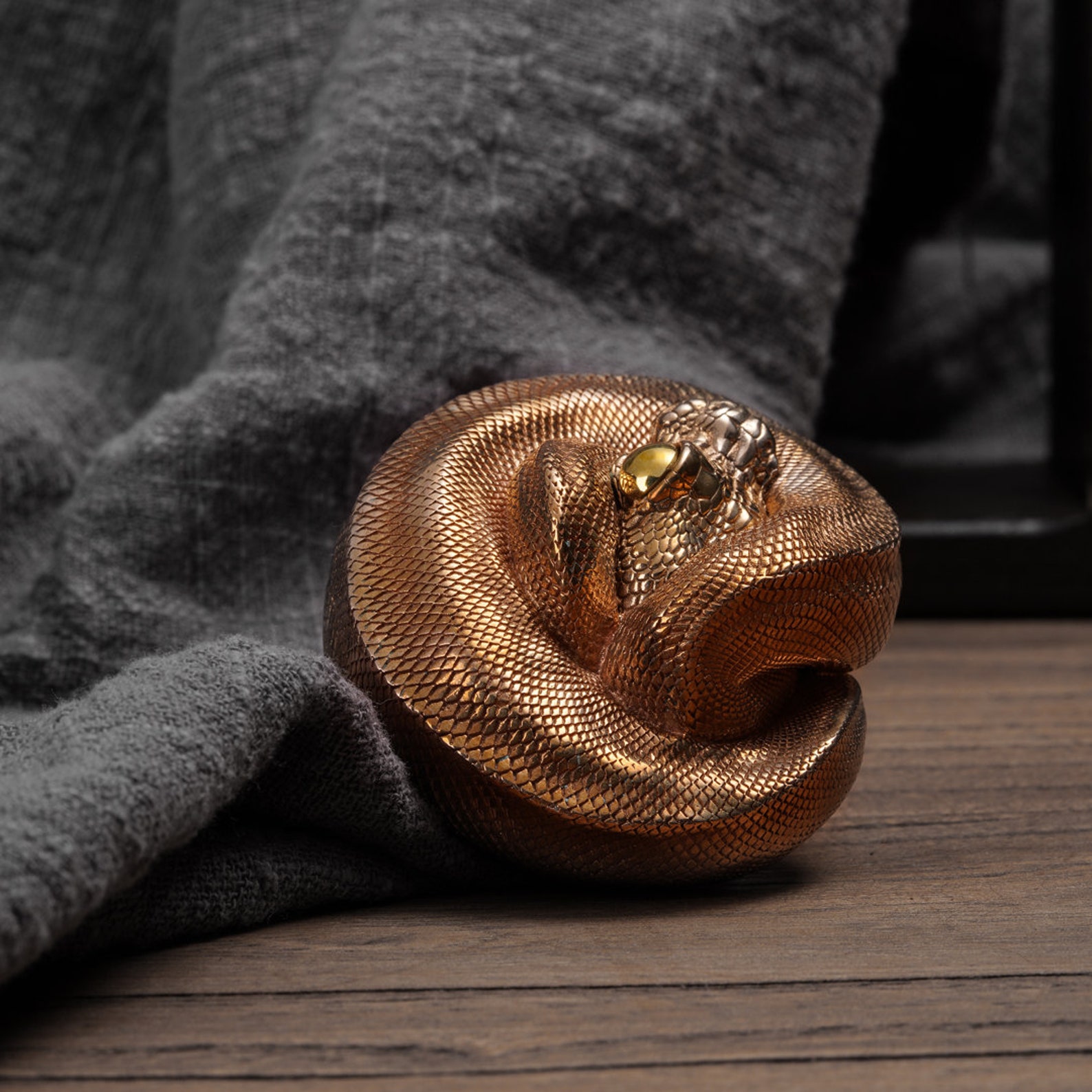 Solid Bronze Coiled Ball Python Figurine, Reptile Sculpture ...