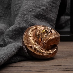 Solid Bronze Coiled Ball Python Figurine, Reptile Sculpture ...