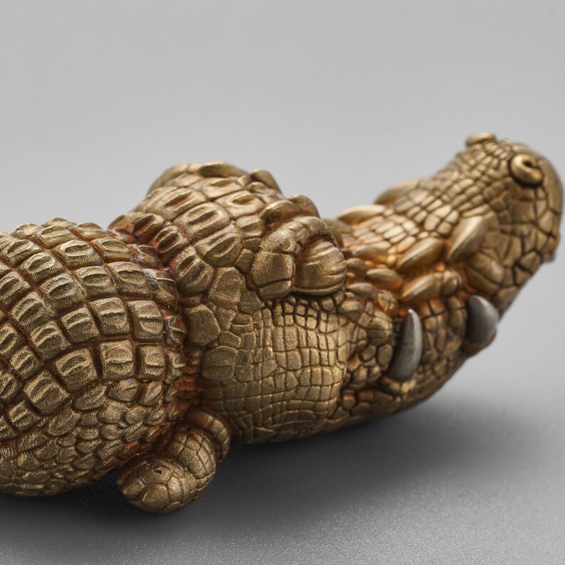 Poker Card Guard Fortune Crocodile, Fine Casting Bronze Crocodile ...