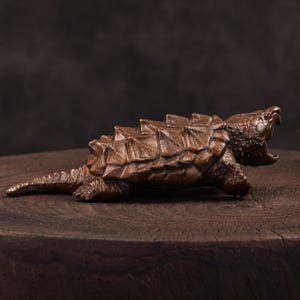 Alligator Snapping Turtle Bronze Statue, Solid Cast Tortoise Figurine ...