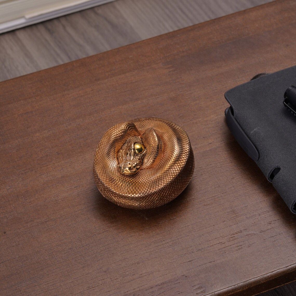 Solid Bronze Coiled Ball Python Figurine, Reptile Sculpture ...