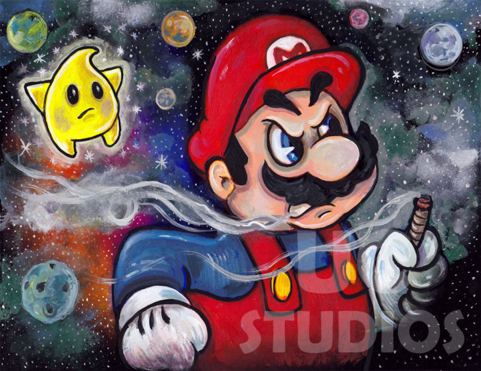 Jeu vidéo Angry Super Mario PRINT 449 de Parody Painting par Michael ...