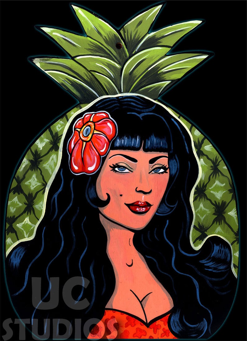 Beautiful Hawaiian Princess Hula Girl in Pineapple Canon PRINT - Etsy