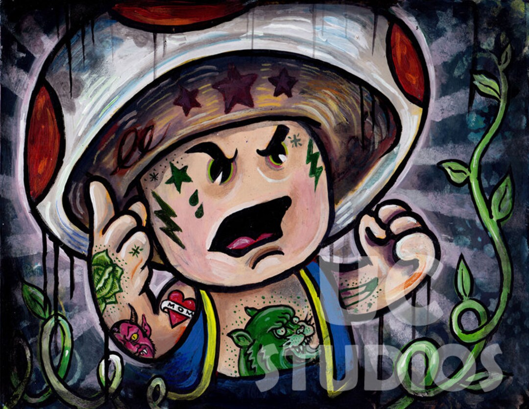 Super Mario Toad Video Game PRINT 450 From Parody Painting by Michael ...