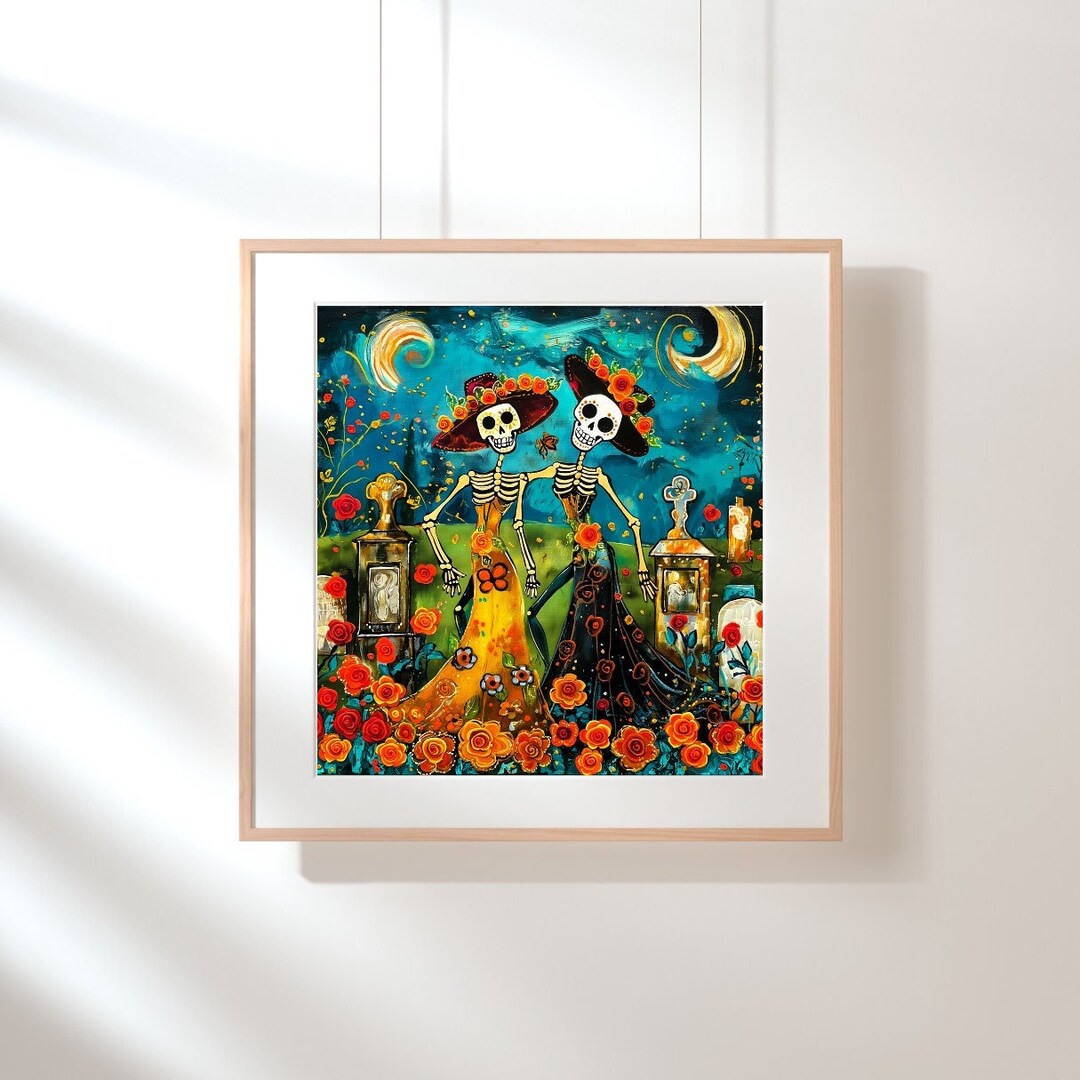 Happy Skeletons Digital Art Download, Skeleton Décor, Skeleton Art - Etsy