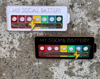 The Original Social Battery Sliding Enamel Pin, Interactive Enamel Pins ...