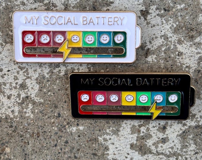 The Original Social Battery Sliding Enamel Pin, Interactive Enamel Pins ...