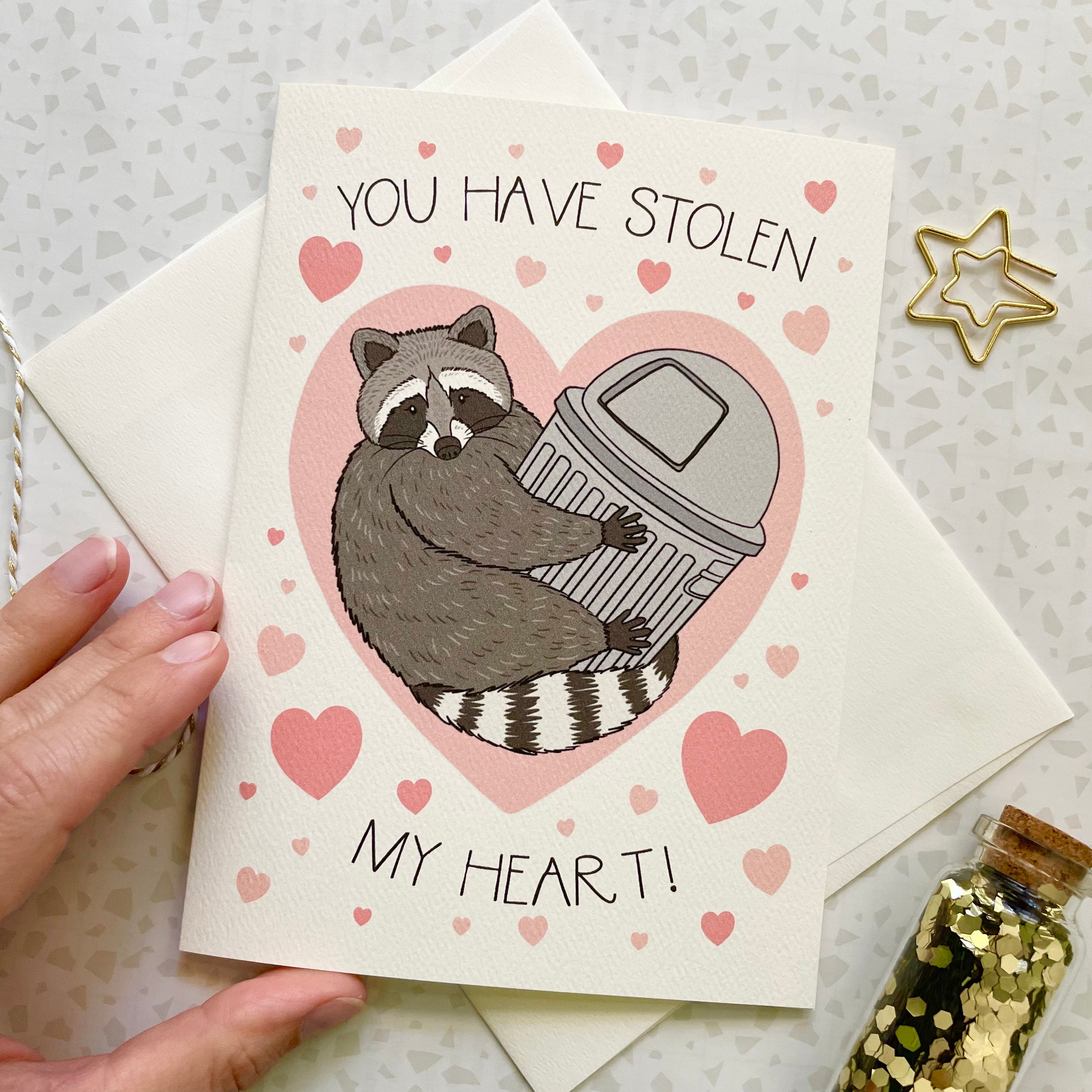 Raccoon Valentine. Valentine's Day. Love Card. Card for | Etsy