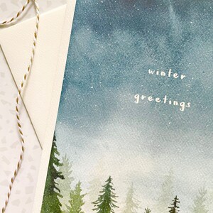 Snowy Trees. Christmas Card. Winter Greetings. Holiday Card. - Etsy