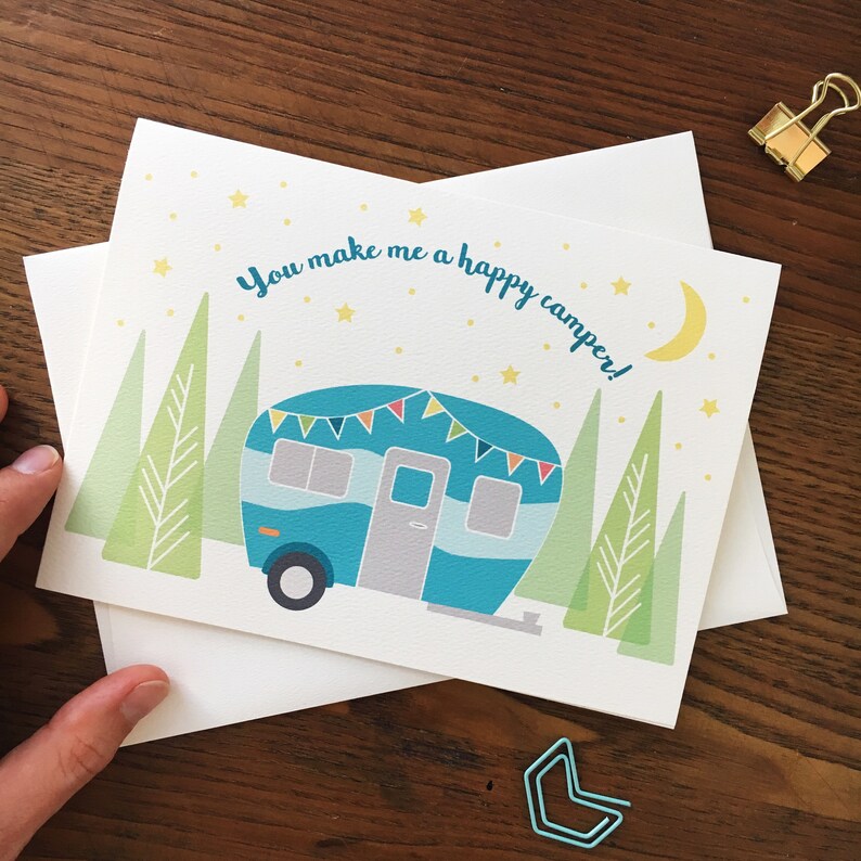 Happy Camper Card. Vintage Camper Card. Love Card. Camping | Etsy