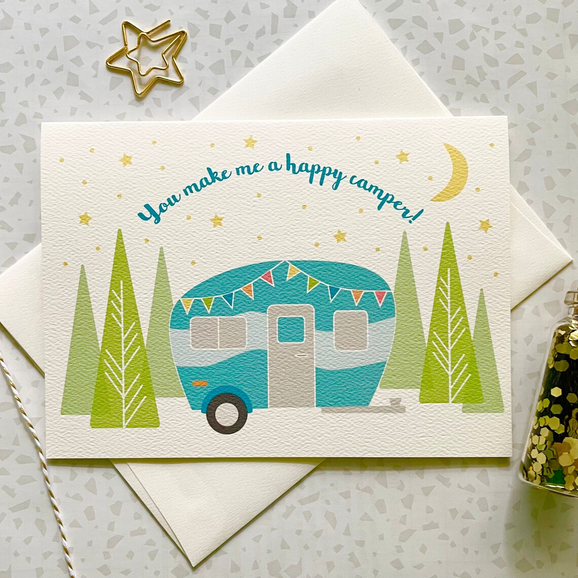 Happy Camper Card. Vintage Camper Card. Love Card. Camping - Etsy